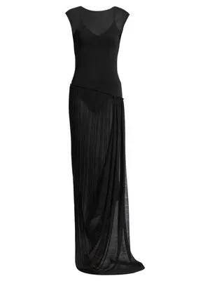 Balmain Long Draped Viscose Dress - Black