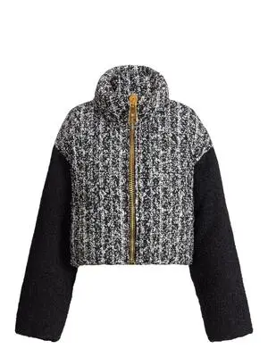 Balmain Two-tone Padded Tweed Jacket - Black