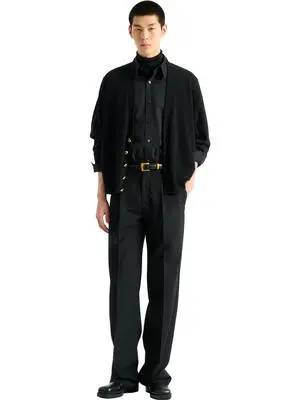 Balmain Wool Flat-pleated Trousers - Black