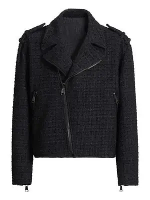 Balmain Tweed Biker Jacket - Black