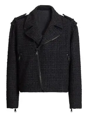 Balmain Tweed Biker Jacket - Black