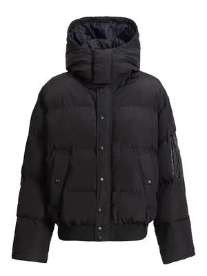 Balmain Padded Nylon And Leather Bomber Jacket - Black