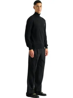 Balmain Cotton & Silk Blend Turtleneck Jumper - Black