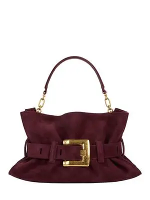 Balmain Medium Anthem Suede Leather Bag - Red