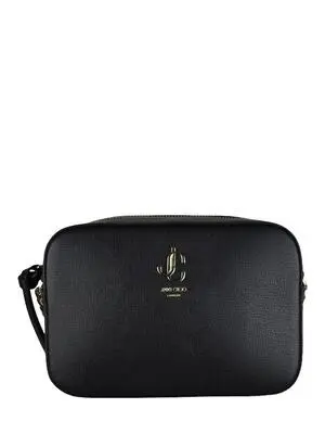 JIMMY CHOO Grained Leather Shoulder Bag - Black