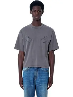 JEAN PAUL GAULTIER Printed Cotton Jersey T-shirt - Gray