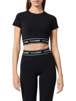 PLEIN SPORT Plein Sport Cropped T-Shirt With Jacquard Logo Black
