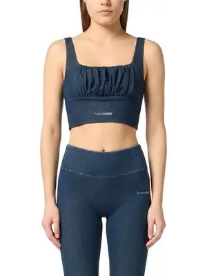 PLEIN SPORT Cropped Ruched Top - Blue