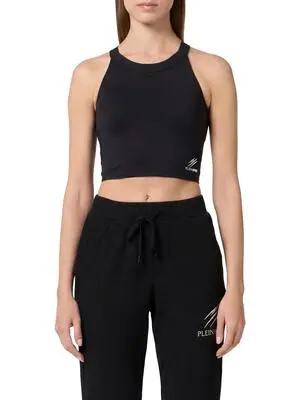 PLEIN SPORT Cropped Sports Top - Black