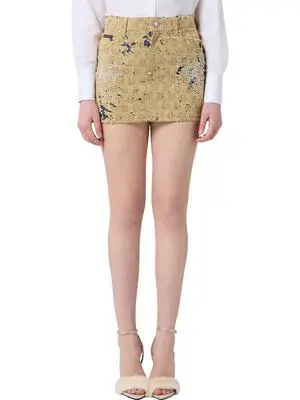 Philipp Plein Embellished Mini Skirt - Beige