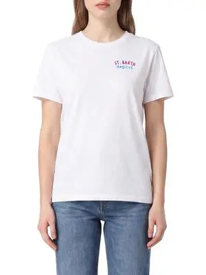 MC2 SAINT BARTH Crewneck Cotton T-shirt With Graphic Print And Logo - Ivory