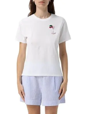 MC2 SAINT BARTH Mc2 Saint Barth Crewneck Cotton T-Shirt With Graphic Print And Logo Pearl