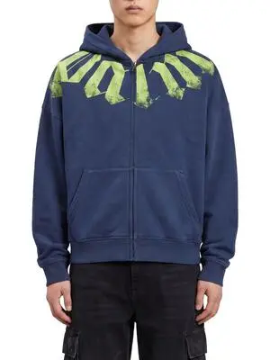 Palm Angels La" Graphic Zip Hoodie - Blue