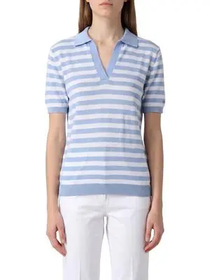 MC2 SAINT BARTH Striped Knit Polo Shirt - Blue