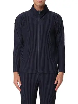 Issey Miyake Homme Plissé Pleated High Neck Zip-up Shirt - Blue