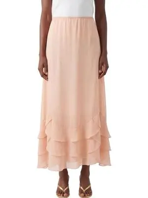 Simone Rocha Silk A-line Midi Skirt With Ruffled Hem - Pink