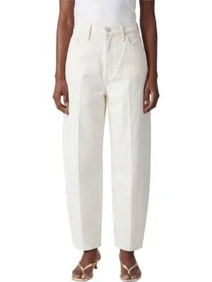 MOTHER High-waisted Wide Leg Jeans In Cotton Denim - White