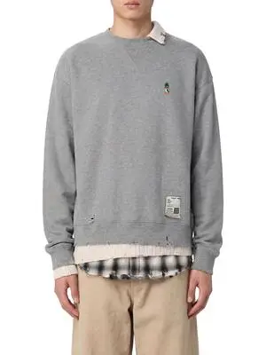 Mihara Yasuhiro Double-layer Check Cotton Crewneck Sweatshirt - Grey