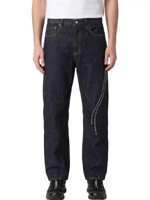 Undercover Straight Fit Stretch Denim Jeans With Slogan Print - Blue