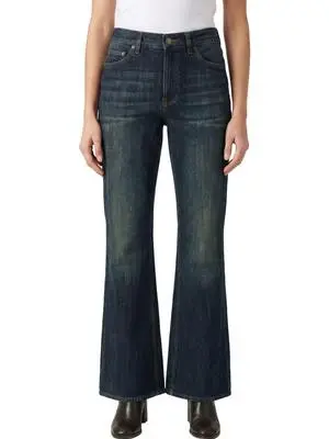 Burberry Mid-rise Flared Cotton Denim Jeans - Blue