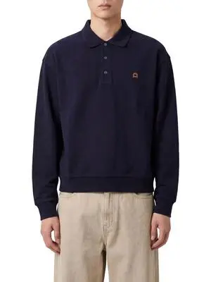 DUNST Dunst Long-Sleeved Cotton-Blend Polo With Embroidered Logo