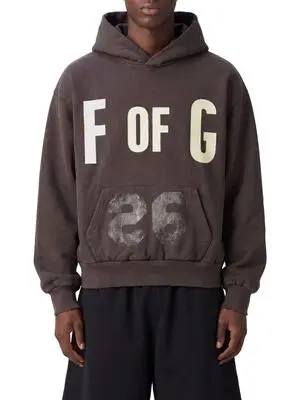 Fear Of God Cotton Hoodie With Printed Logo - Brown