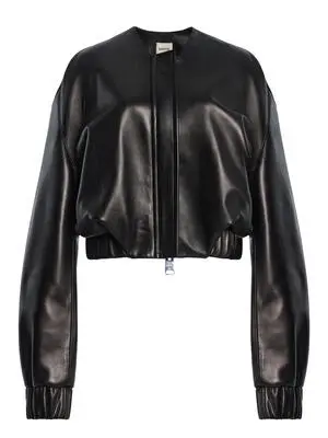 Khaite Cordan Plonge Leather Bomber Jacket - Black