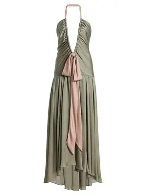 SIEDRES Exclusive Liessa Ruched Halterneck Maxi Dress - Grey