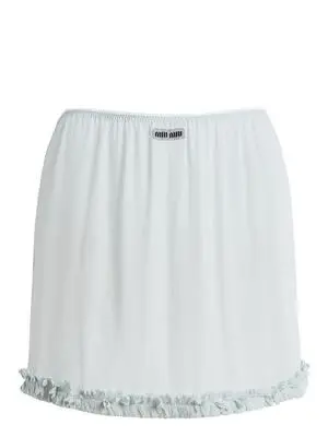 Miu Miu Ruffled Silk-crepe Midi Skirt - Blue