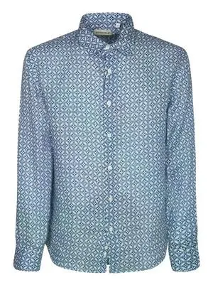 PENINSULA SWIMWEAR Geometric-print Long-sleeved Shirt - Blue