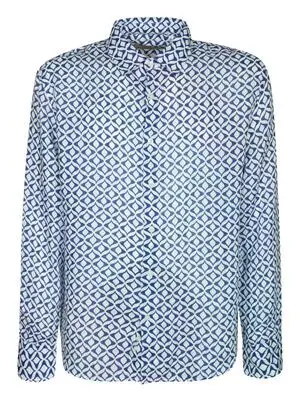 PENINSULA SWIMWEAR Alina Geometric-print Long-sleeve Shirt - Blue