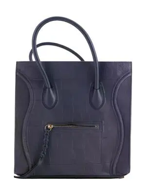 Celine Medium Phantom Tote Bag Crocodile Embossed Leather - Blue