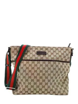 Gucci Gg Canvas Web Messenger Crossbody Bag - Brown