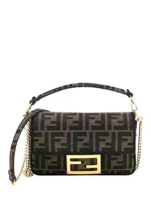 Fendi Zucca Canvas Mini Baguette Crossbody Bag - Brown