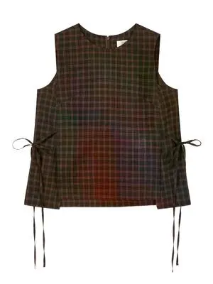 STUDIO TOMBOY Check-pattern Sleeveless Blouse - Brown