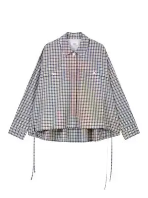 STUDIO TOMBOY Check-pattern Drawstring-hem Shirt - Neutrals