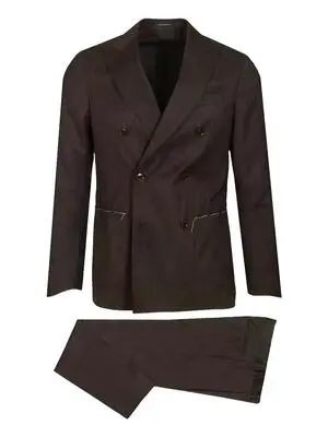 AL DUCA D’AOSTA 1902 Double-breasted Herringbone Suit - Brown