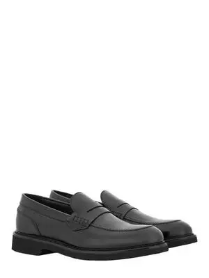 Canali Calfskin Penny Loafers With Eva Sole - Black