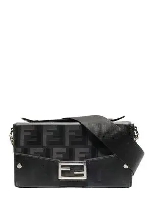 Fendi Zucca Trunk Baguette Shoulder Bag - Black