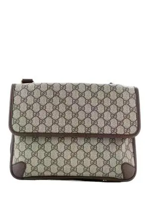 Gucci Gg Coated Canvas Flap Messenger Bag - Brown