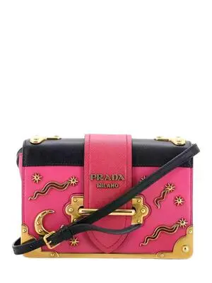 Prada Cahier Embellished Leather Small Crossbody Bag - Black