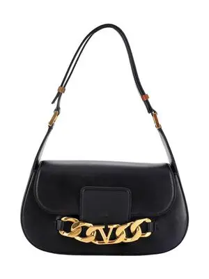 Valentino Garavani Vlogo Chain Flap Shoulder Bag - Black