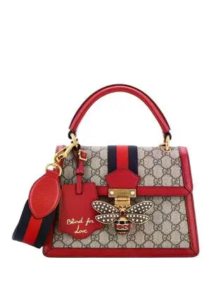 Gucci Queen Margaret Top Handle Bag Gg Coated Canvas With Leather Small Satchel - Red