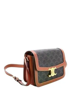 Celine Triomphe Coated Canvas Medium Shoulder Bag - Brown