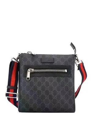 Gucci Gg Coated Canvas Web Stripe Messenger Bag - Black