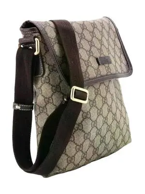 Gucci Gucci GG Coated Canvas Small Messenger Bag Brown