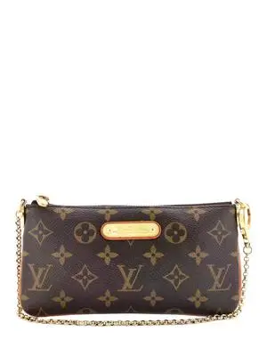 LOUIS VUITTON Milla Pochette Monogram Canvas Clutch Bag - Brown