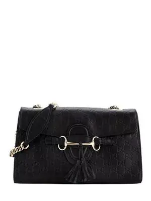 Gucci Emily Chain Flap Shoulder Bag - Black