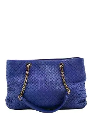 Bottega Veneta Double Chain Intrecciato Nappa Medium Tote Bag - Blue