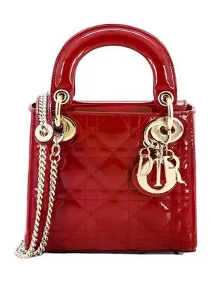 Dior Lady Chain Bag Cannage Quilt Mini Satchel - Red